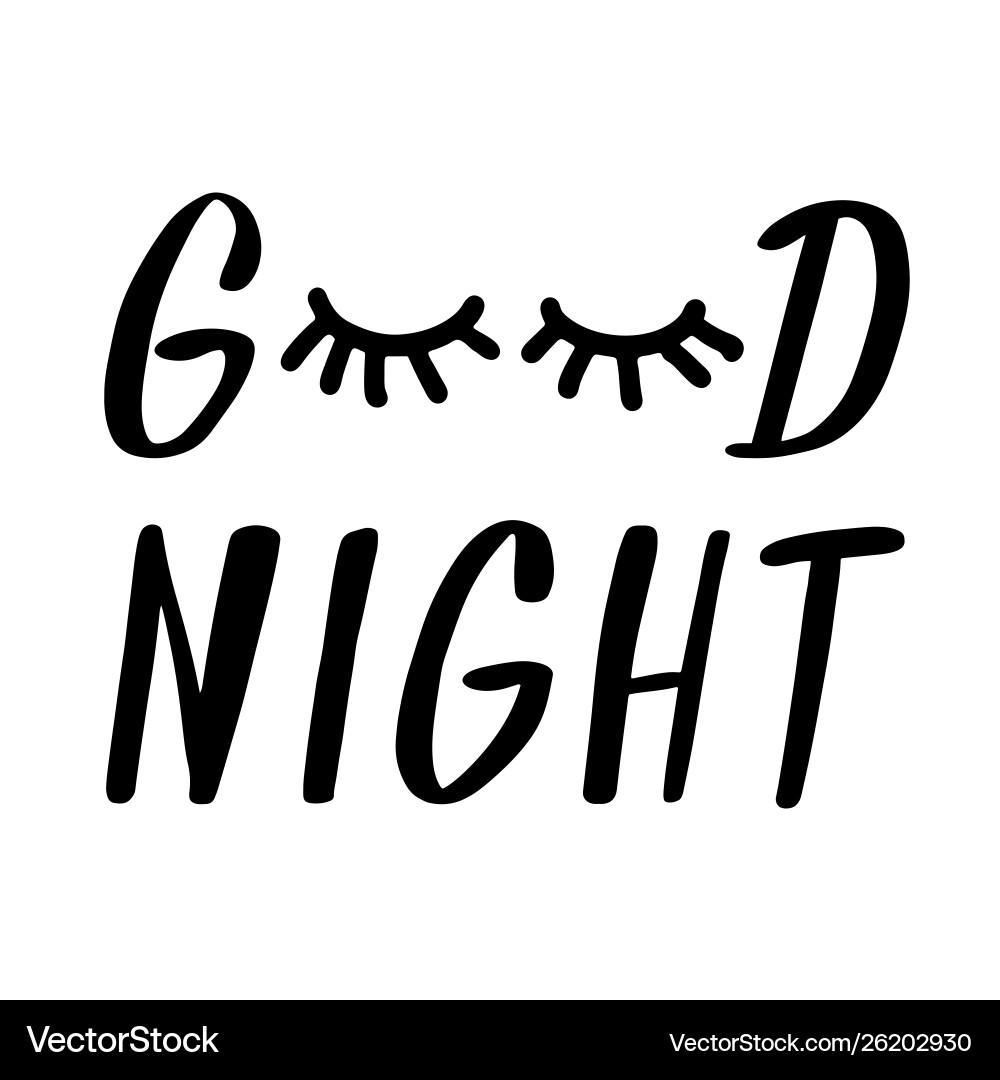 Good night with closed eyes isolated on white Vector Image