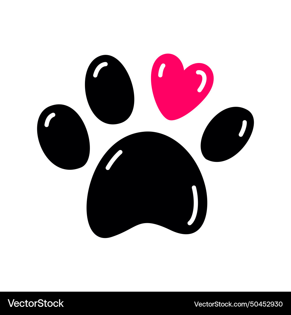 Paw print with heart icon Royalty Free Vector Image
