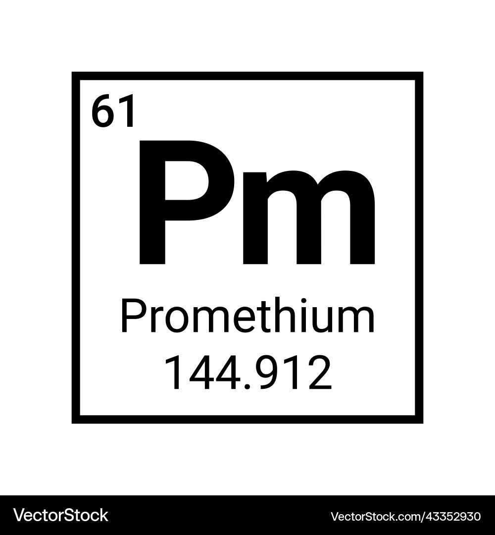 Promethium chemical element atom symbol periodic Vector Image