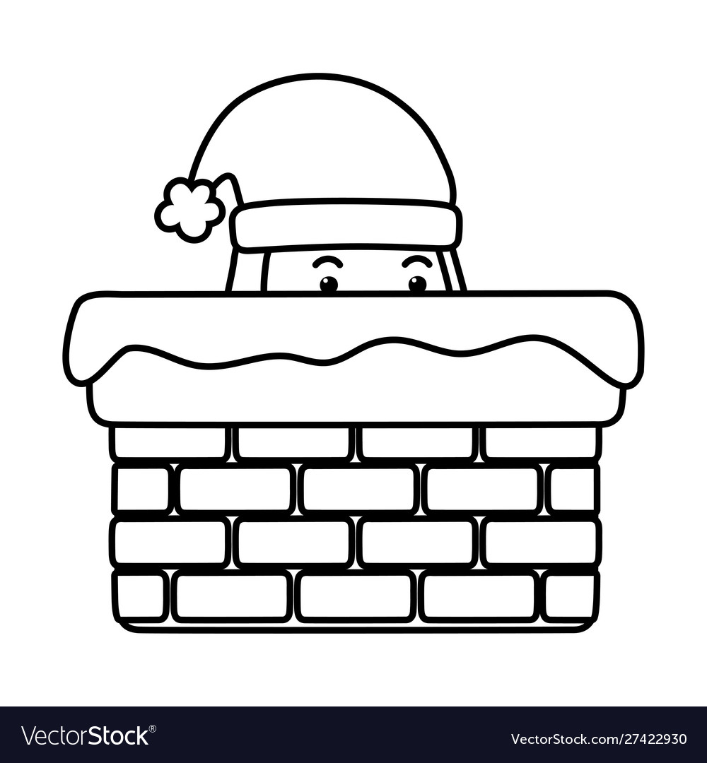 Santa in chimney decoration merry christmas Vector Image