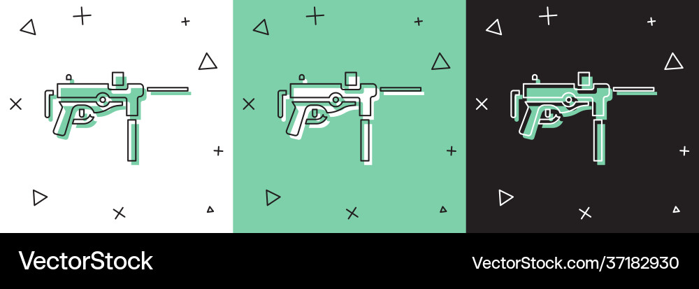 Set submachine gun m3 grease gun icon isolated Vector Image