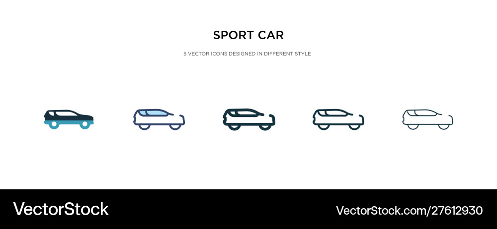 Sport car icon in different style two colored Vector Image