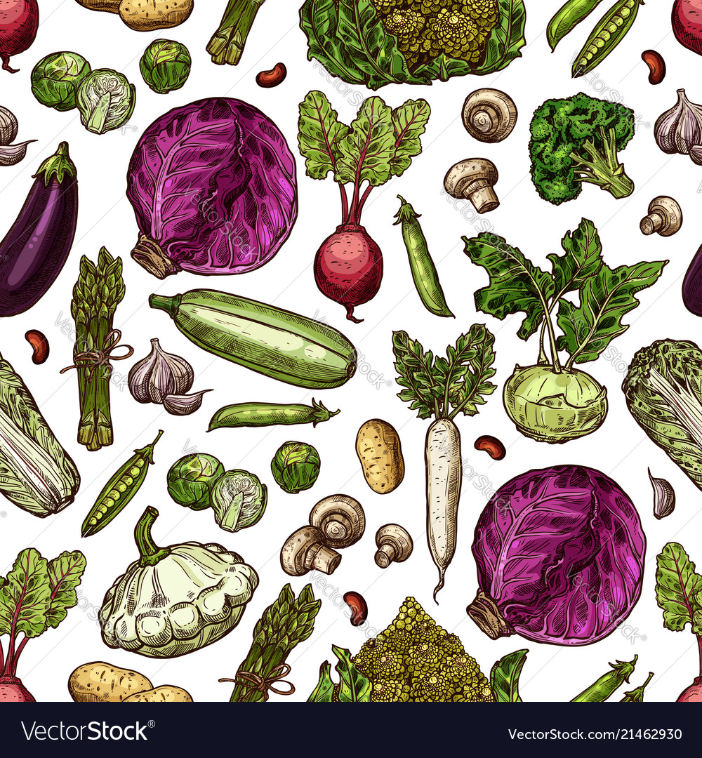 Vegetables seamless pattern background Royalty Free Vector