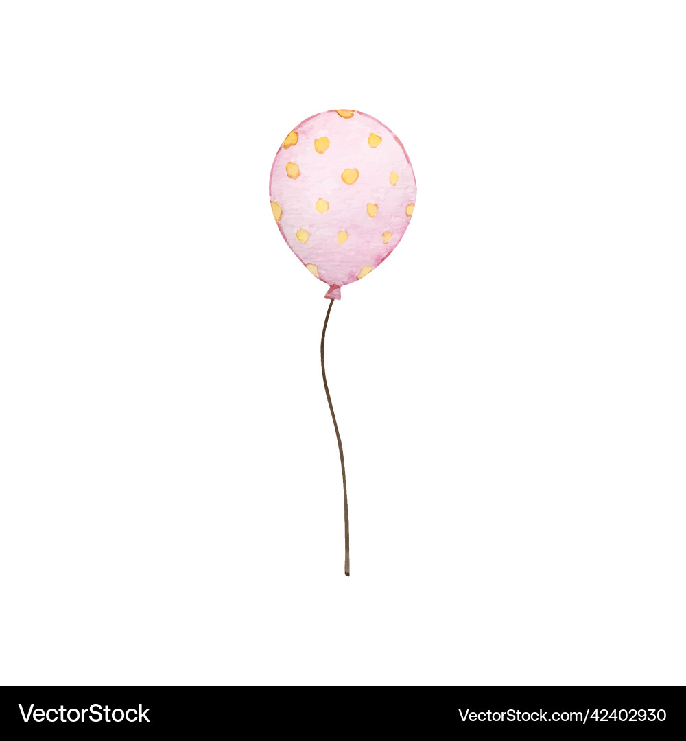 Watercolor pink balloon Royalty Free Vector Image