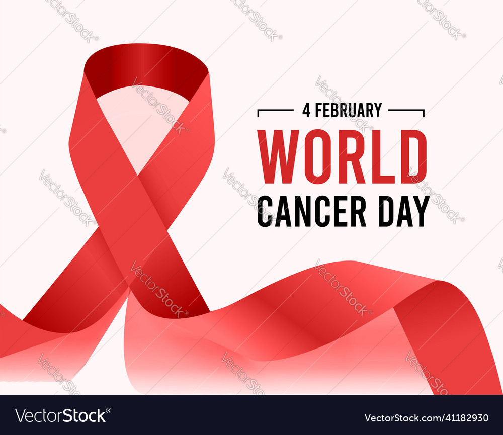 World Cancer Day With Red Ribbon Royalty Free Vector Image