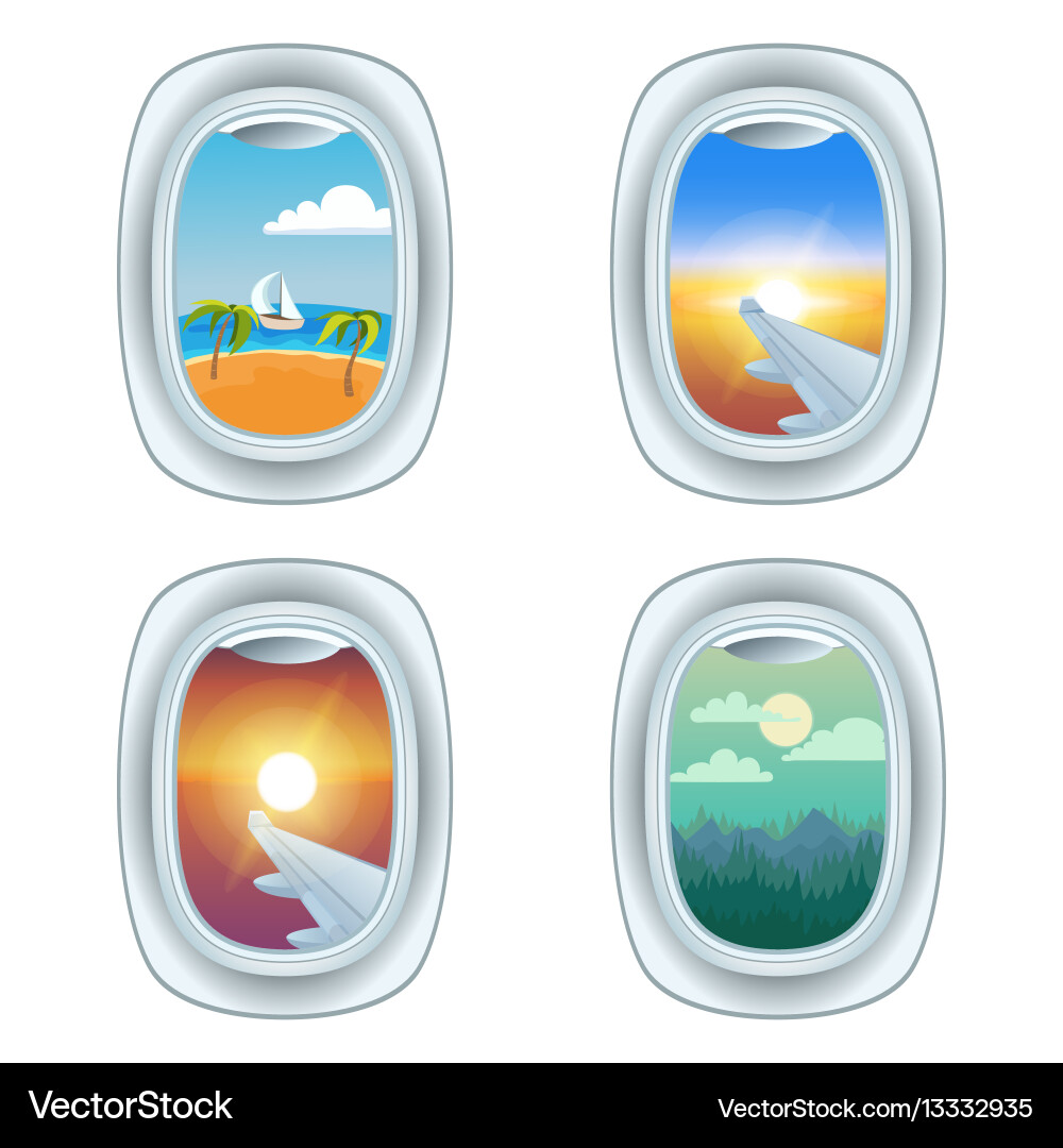 Airplane window view Royalty Free Vector Image