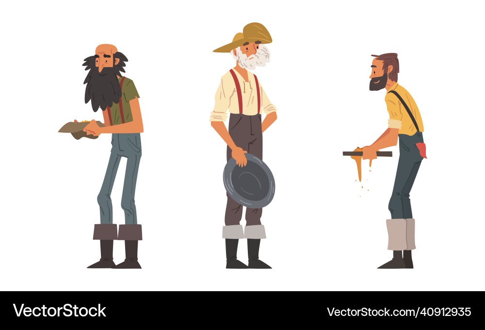 Bearded male prospector character gold mining Vector Image