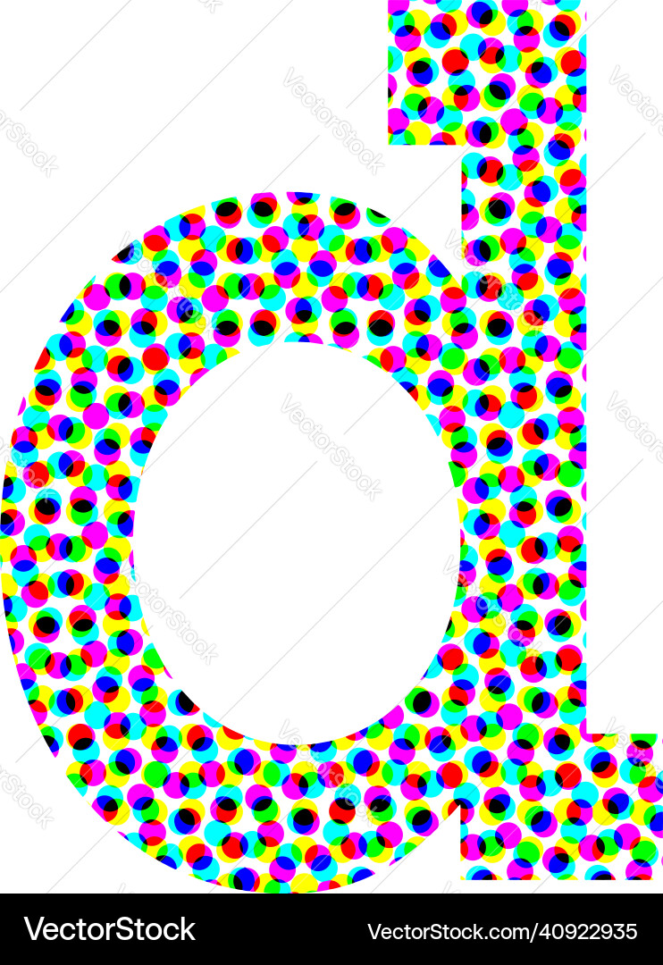 Colorful halftone font design letter d Royalty Free Vector