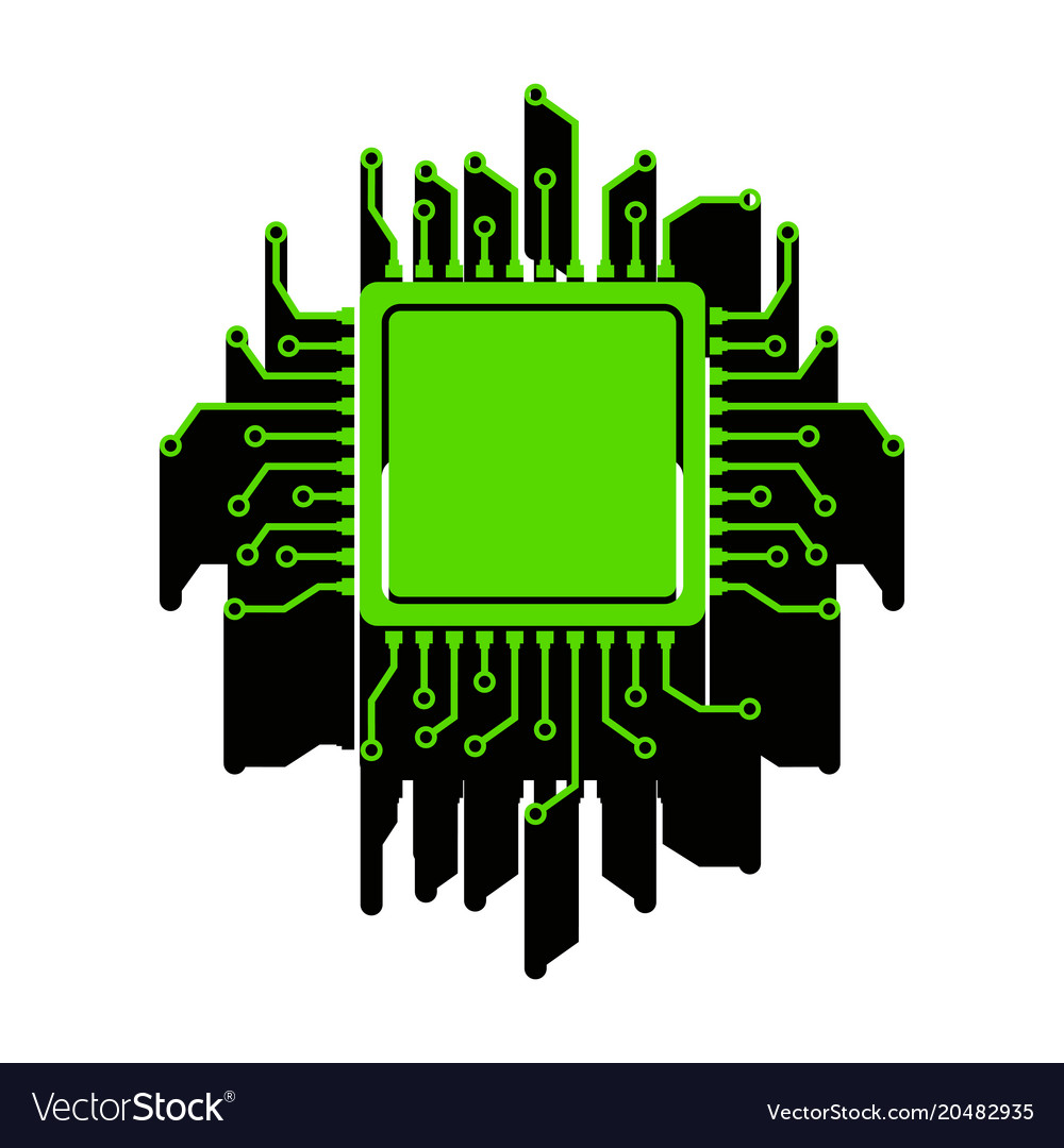 Cpu microprocessor green 3d Royalty Free Vector Image