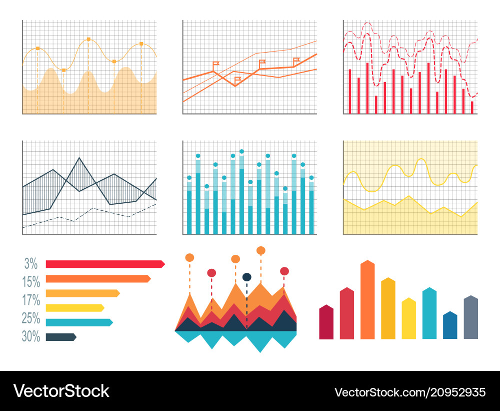 Diagrams and percents poster Royalty Free Vector Image