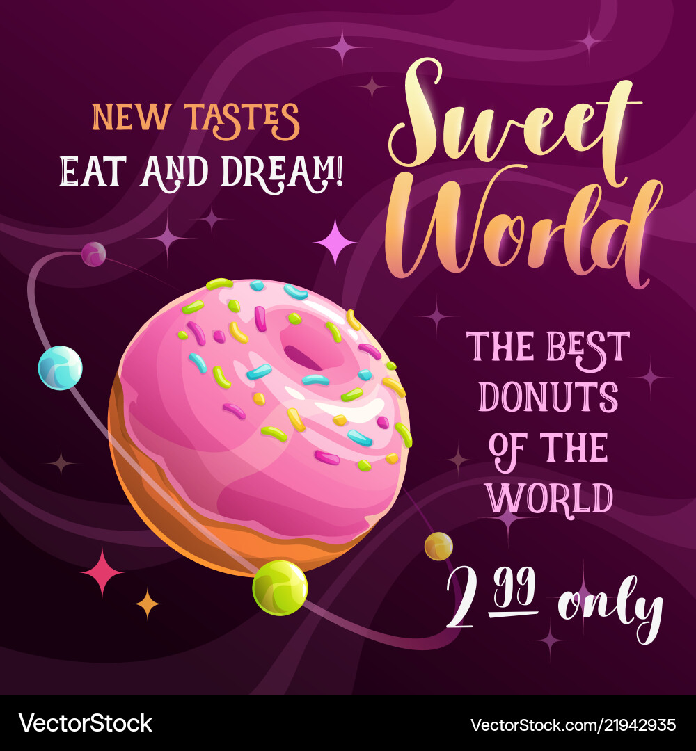 Donut planet banner food space Royalty Free Vector Image