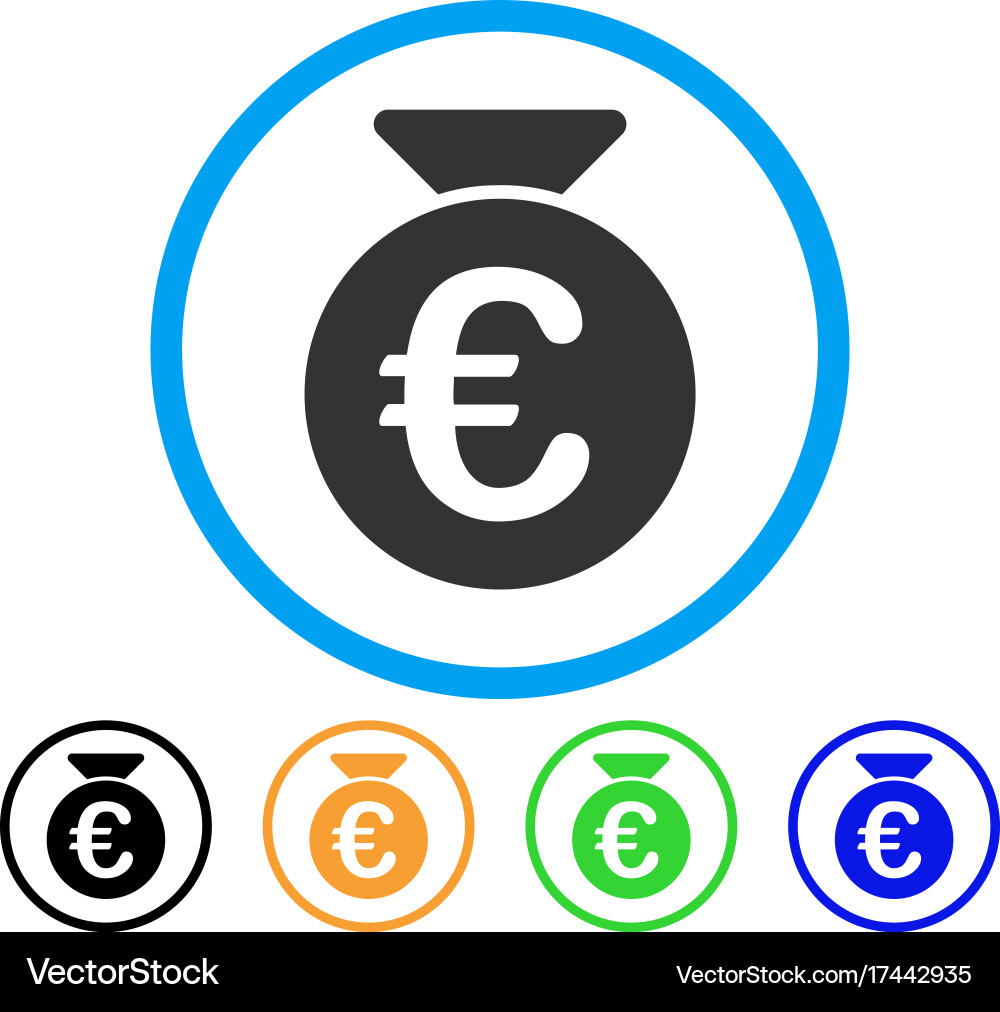 Euro money bag rounded icon Royalty Free Vector Image