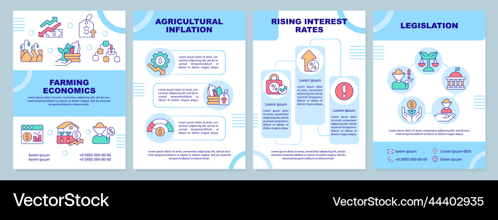 Farming economics turquoise brochure template Vector Image