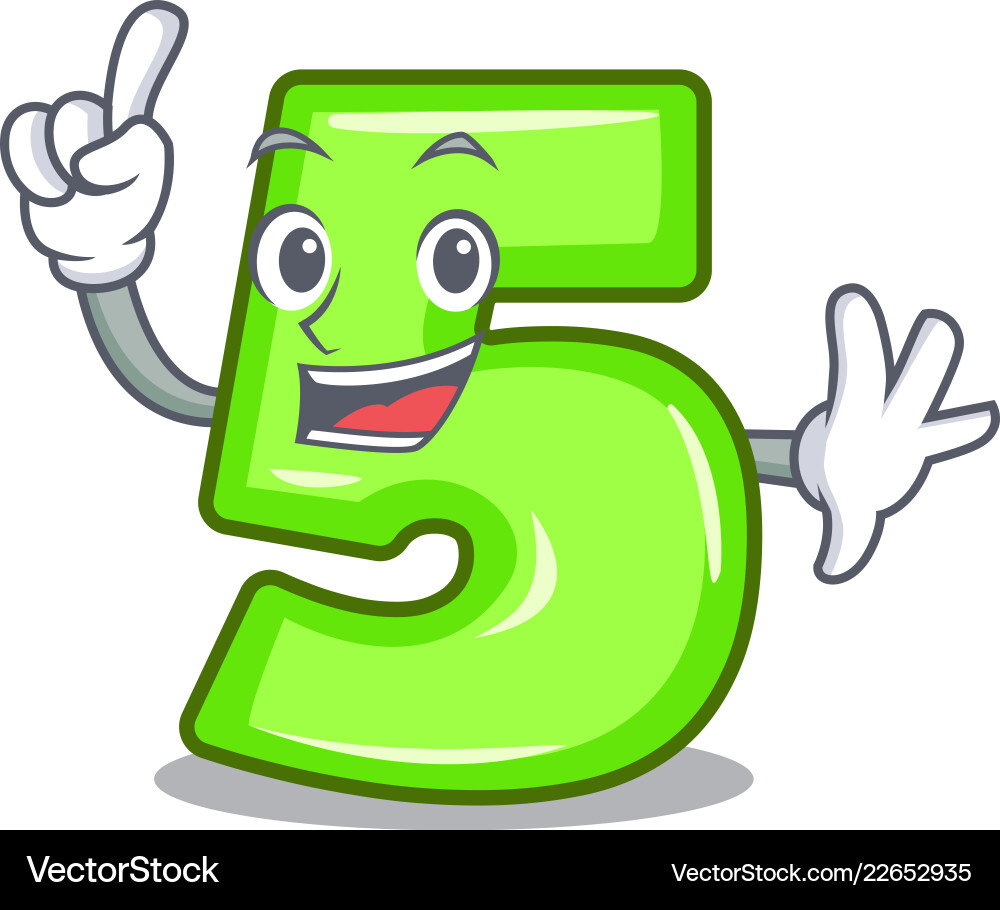Finger cartoon number five engraved on stone Vector Image