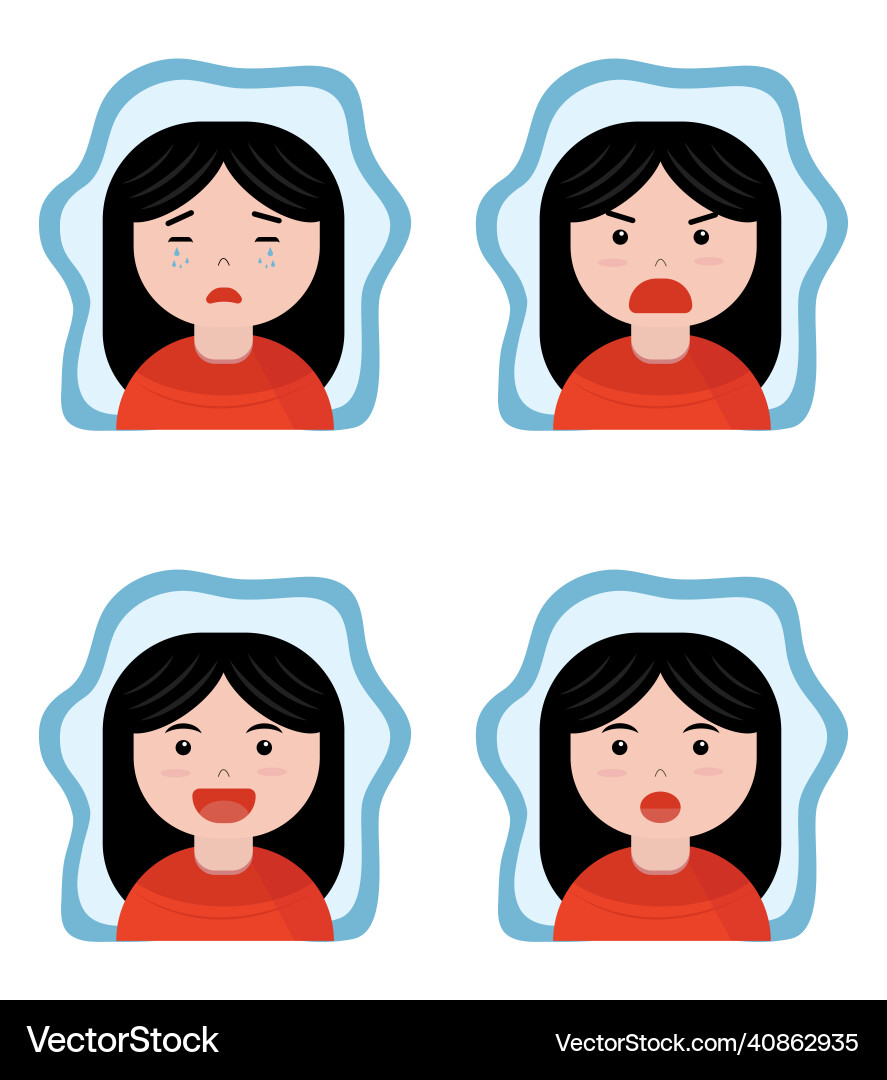 Girl character avatar with different emotions Vector Image