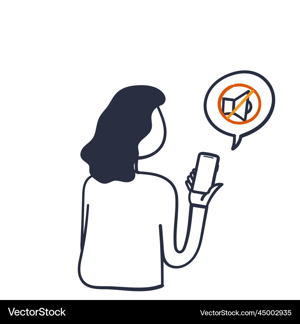 Hand drawing doodle person holding phone Vector Image