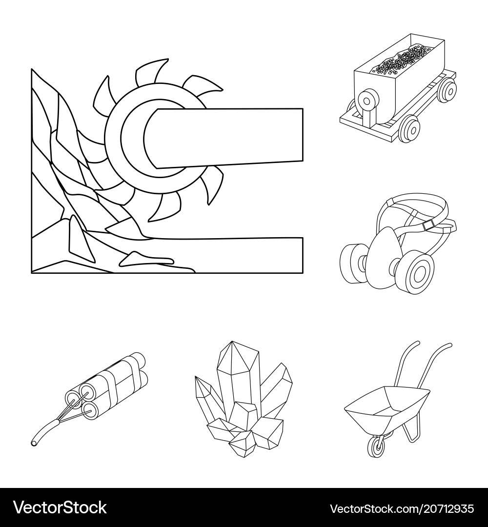Mining industry outline icons in set collection Vector Image