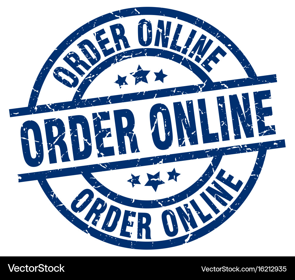Order online blue round grunge stamp Royalty Free Vector