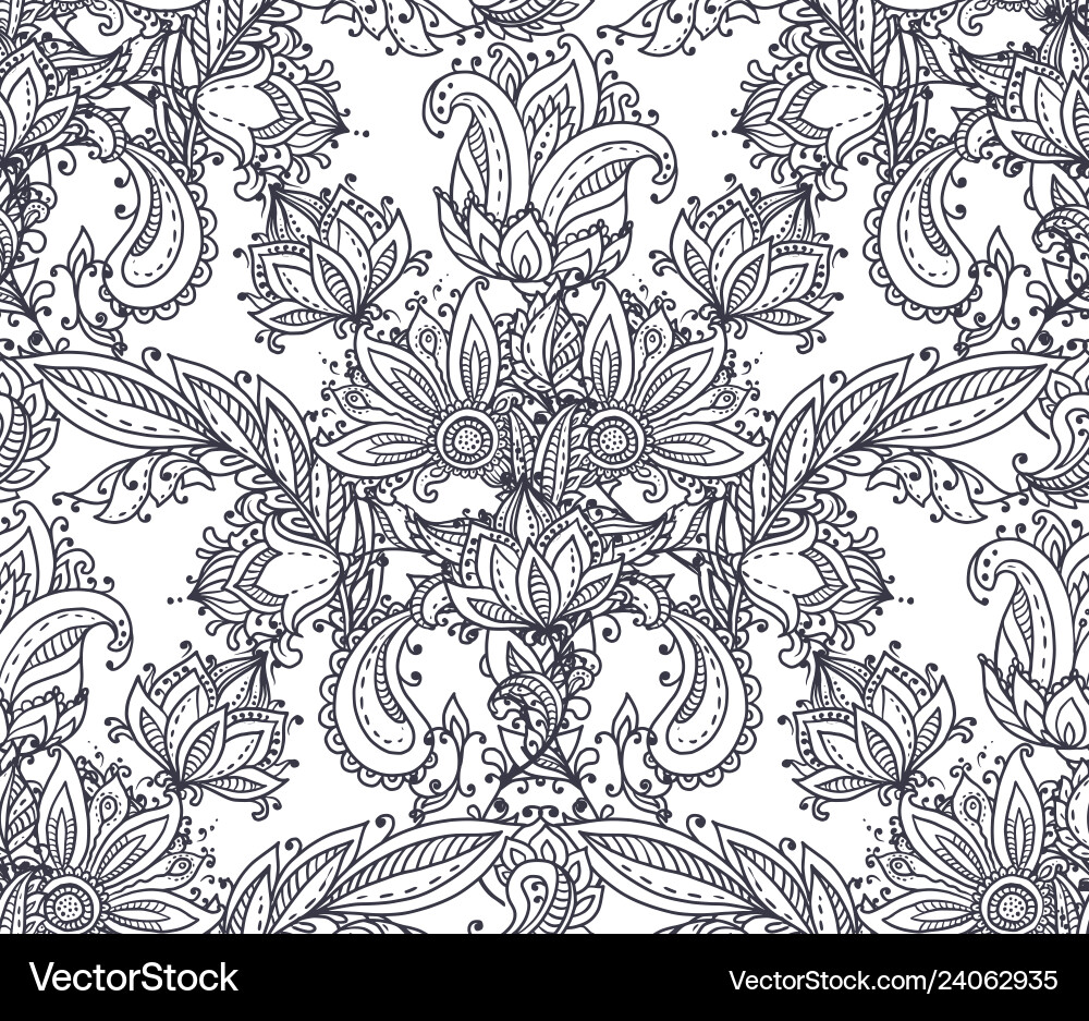 Seamless pattern with henna mehndi floral Vector Image