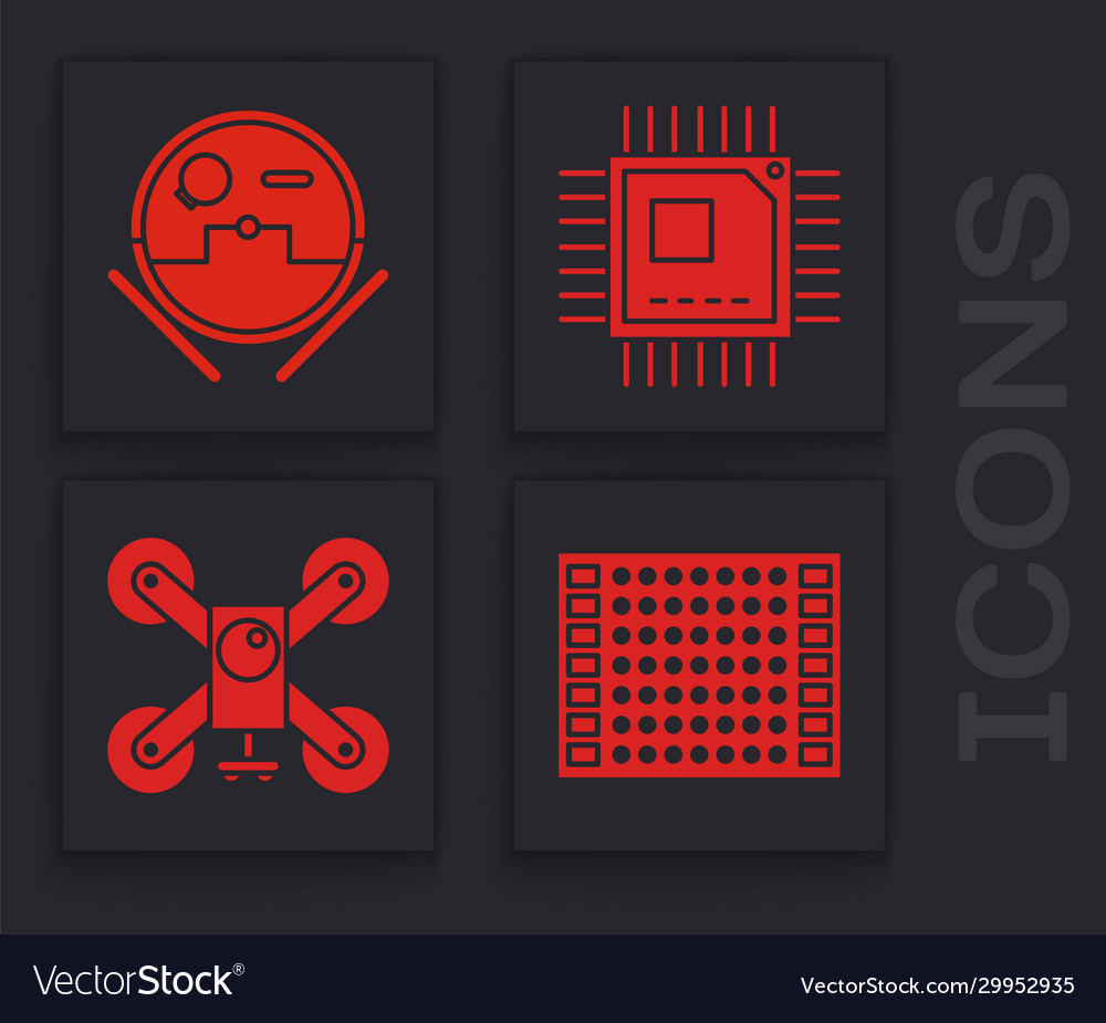 Set printed circuit board pcb robot vacuum Vector Image
