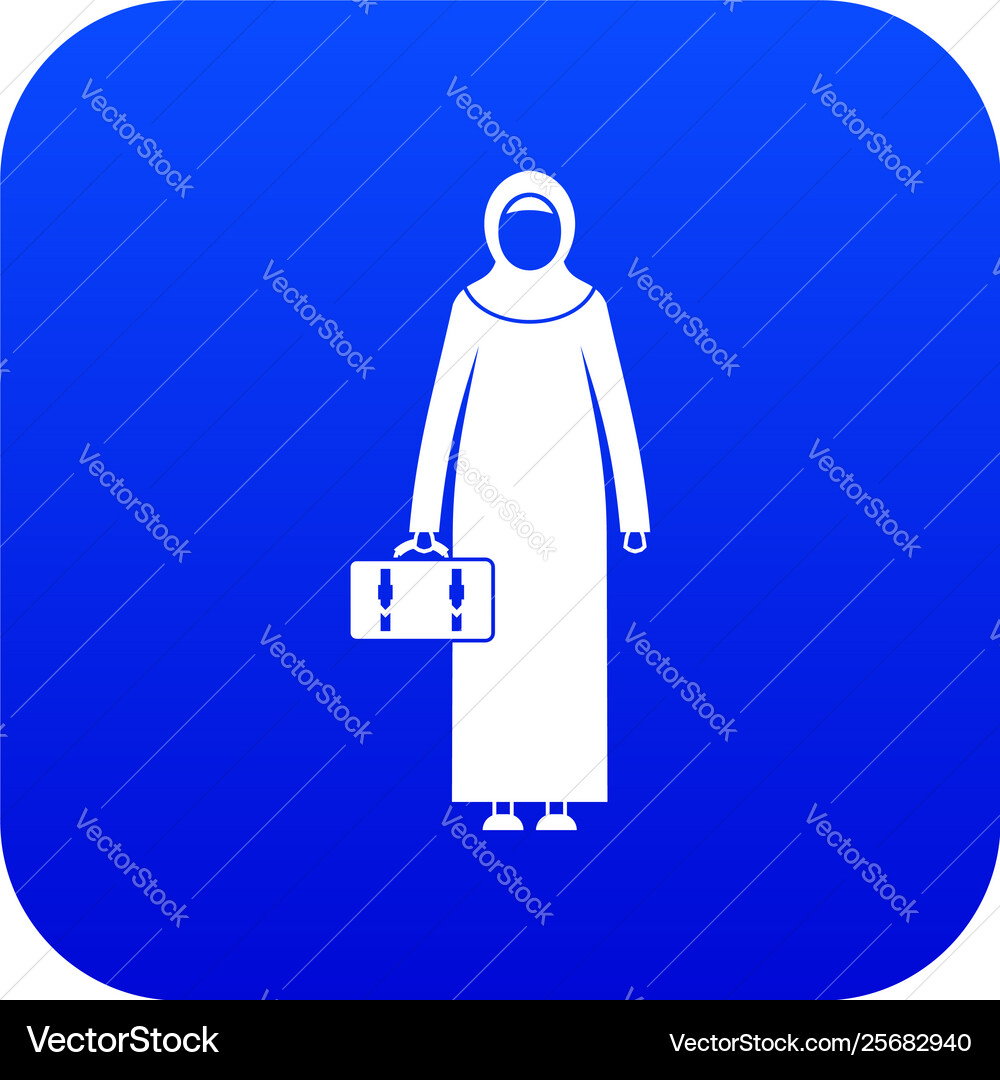 Arabic woman icon digital blue Royalty Free Vector Image