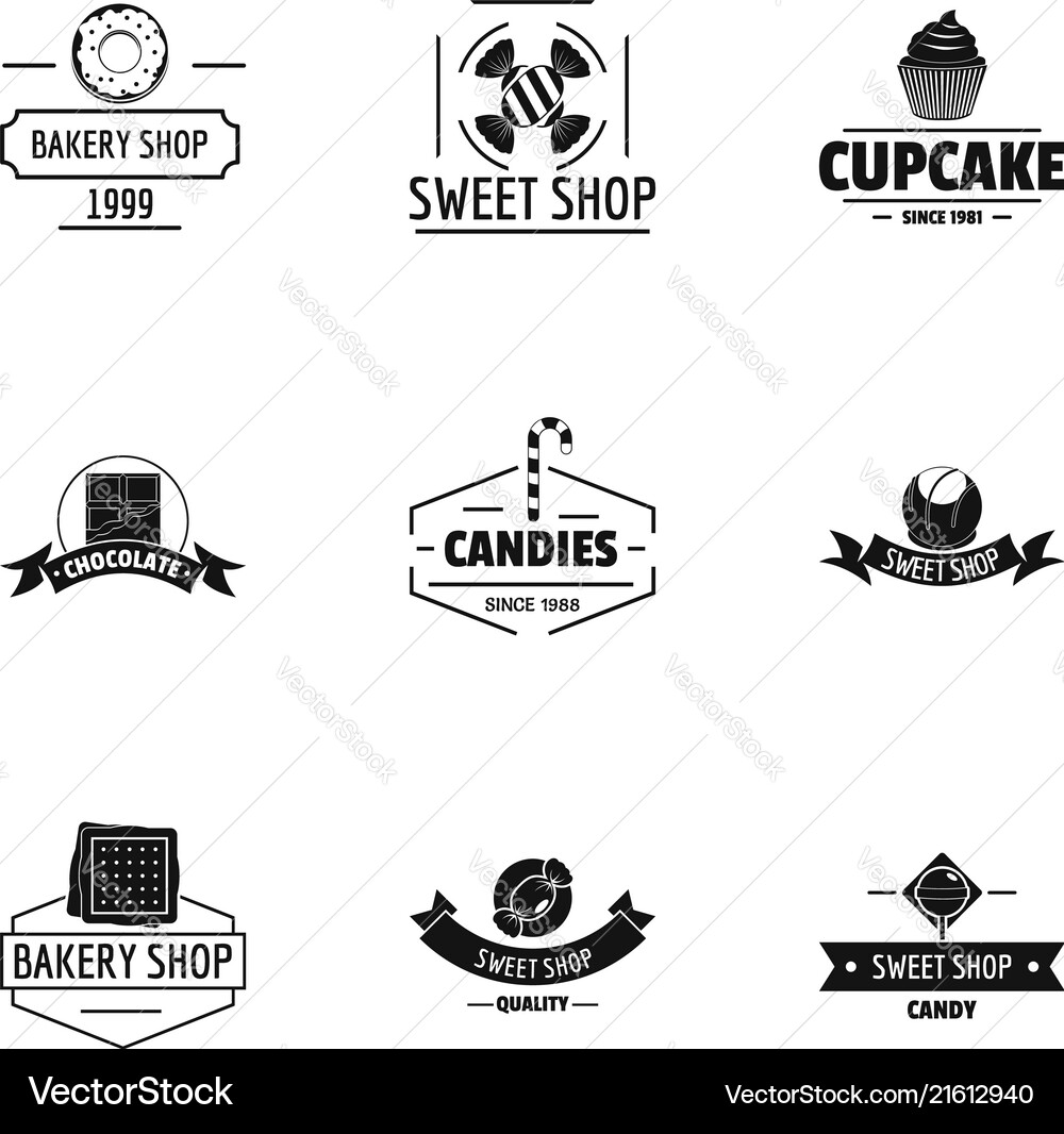 Bake mart logo set simple style Royalty Free Vector Image