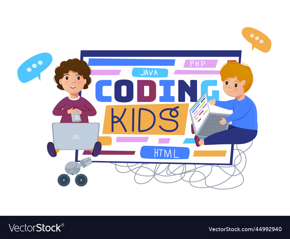 Children coding school or kindergarten Royalty Free Vector