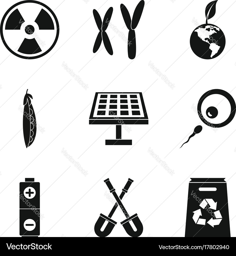 Clean city icons set simple style Royalty Free Vector Image
