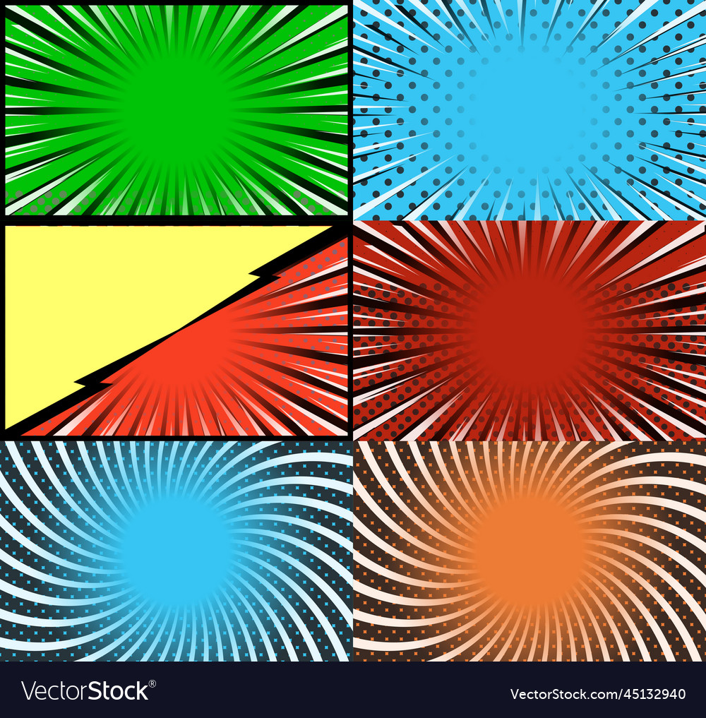 Comic book colorful frames background with rays Vector Image