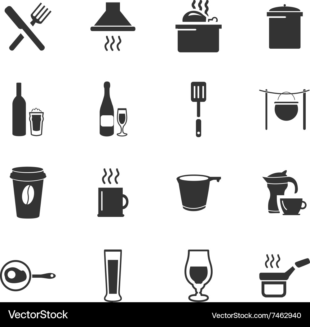 Food and kitchen icons set Royalty Free Vector Image