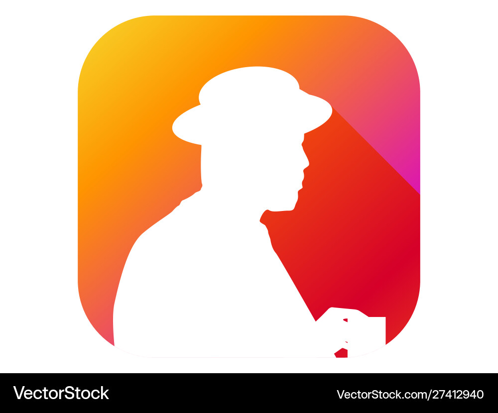Man in a hat with glass flat icon long Royalty Free Vector