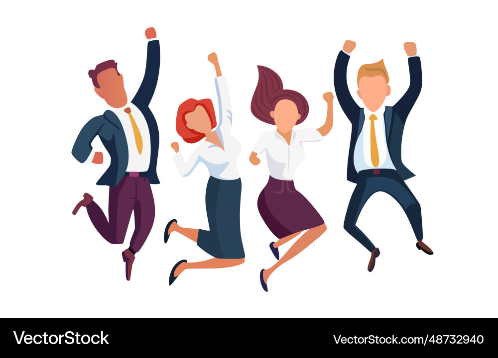 People joy at work rejoice in victory Royalty Free Vector