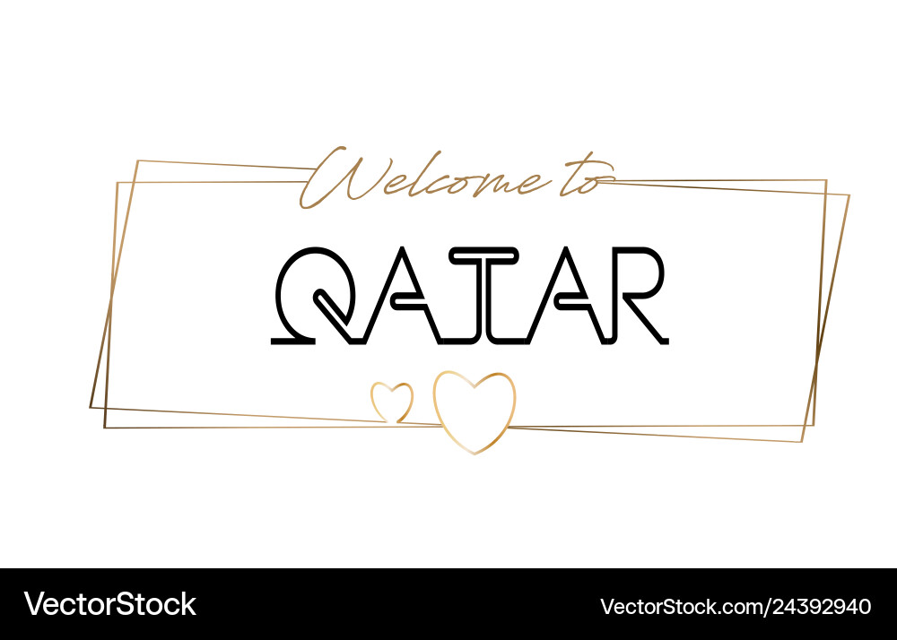 Qatar welcome to text neon lettering typography Vector Image