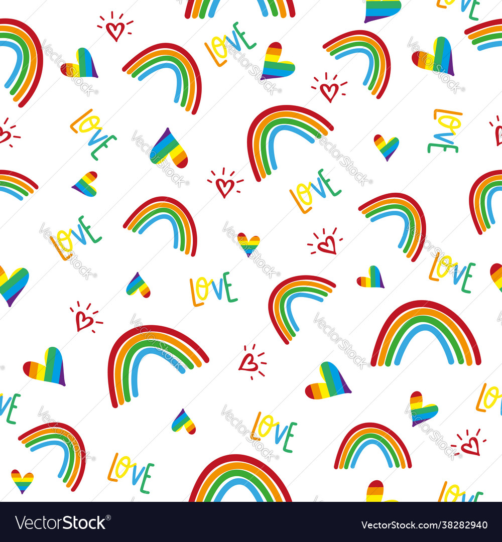 Rainbow seamless pattern on white background Vector Image