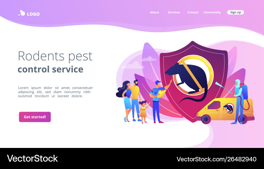 Rodents pest control service concept landing page Vector Image