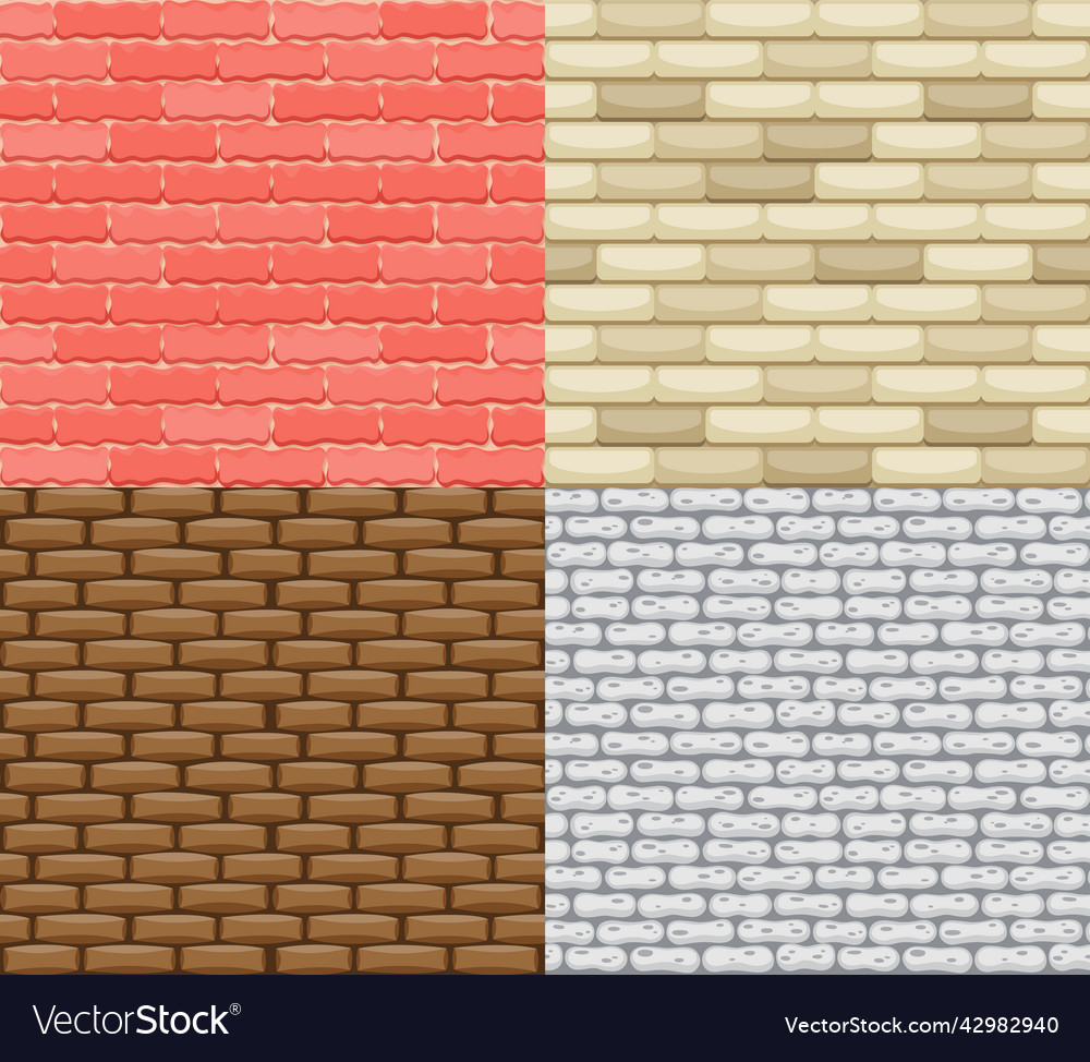 Seamless brick walls realistic color stone Vector Image