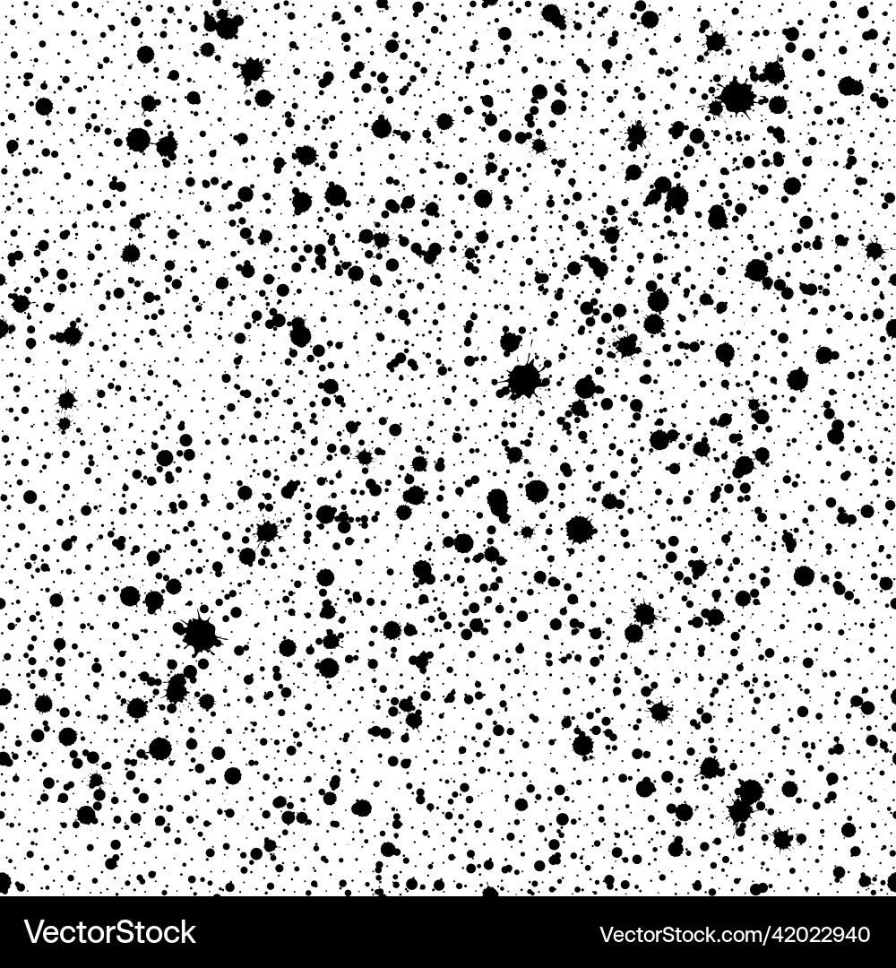 Seamless pattern of black ink splashes and blots Vector Image