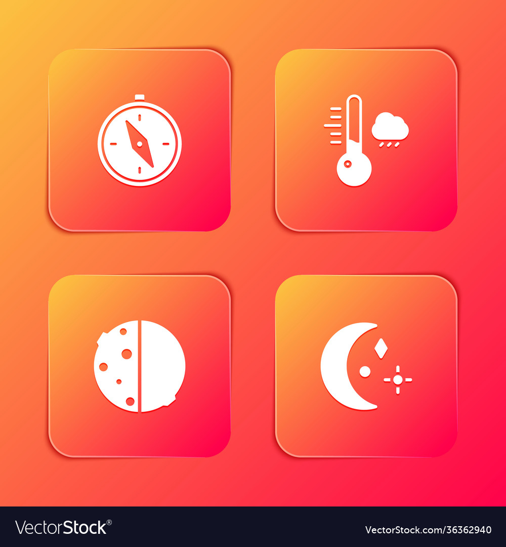 Set compass meteorology thermometer eclipse Vector Image