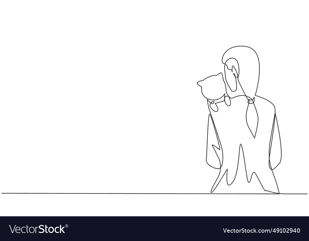 Single one line drawing of back view young Vector Image