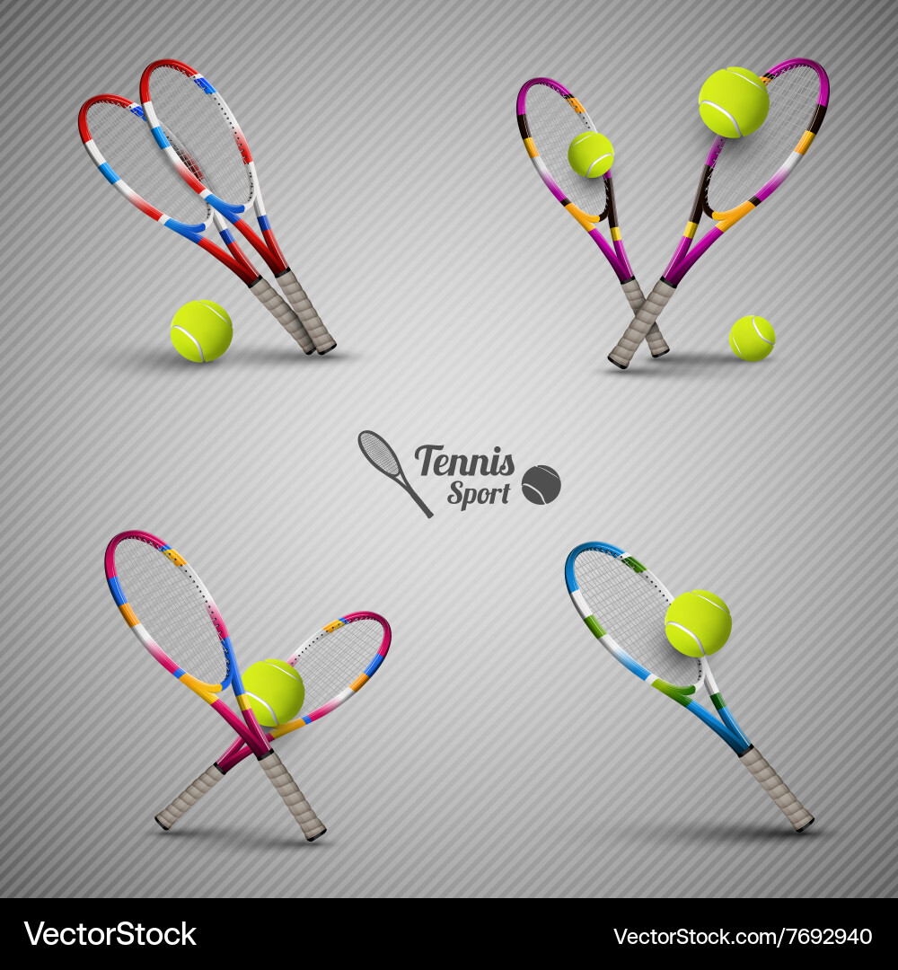 Tennis symbols as design elements balls Royalty Free Vector