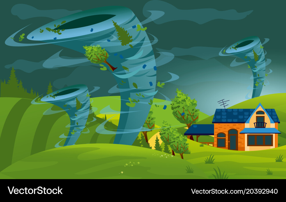 Tornado storm hit the town Royalty Free Vector Image
