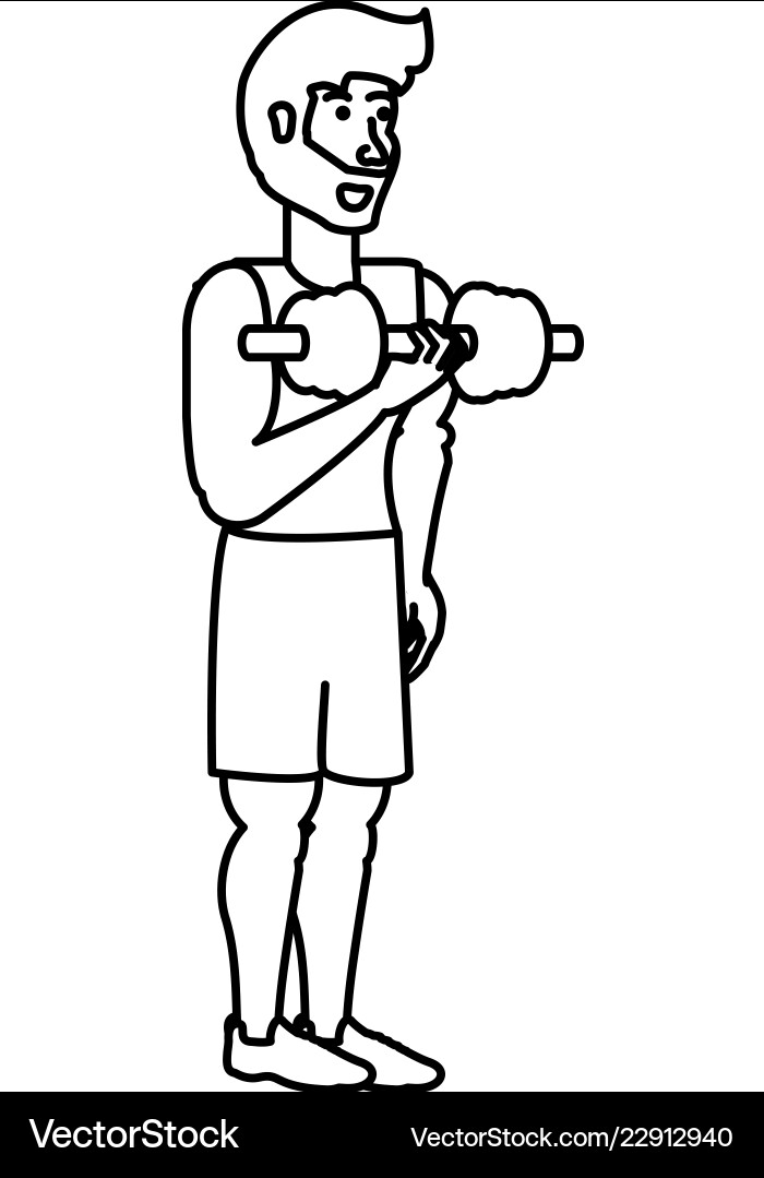 Young athletic man with dumbbell sport Royalty Free Vector