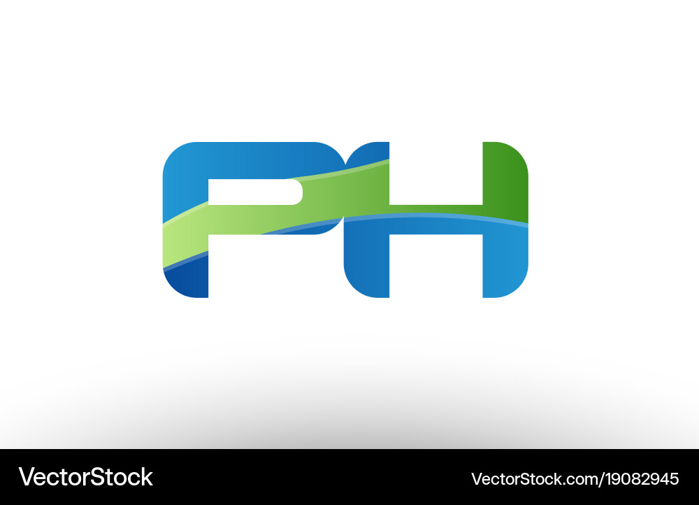 Blue green ph p h alphabet letter logo Royalty Free Vector