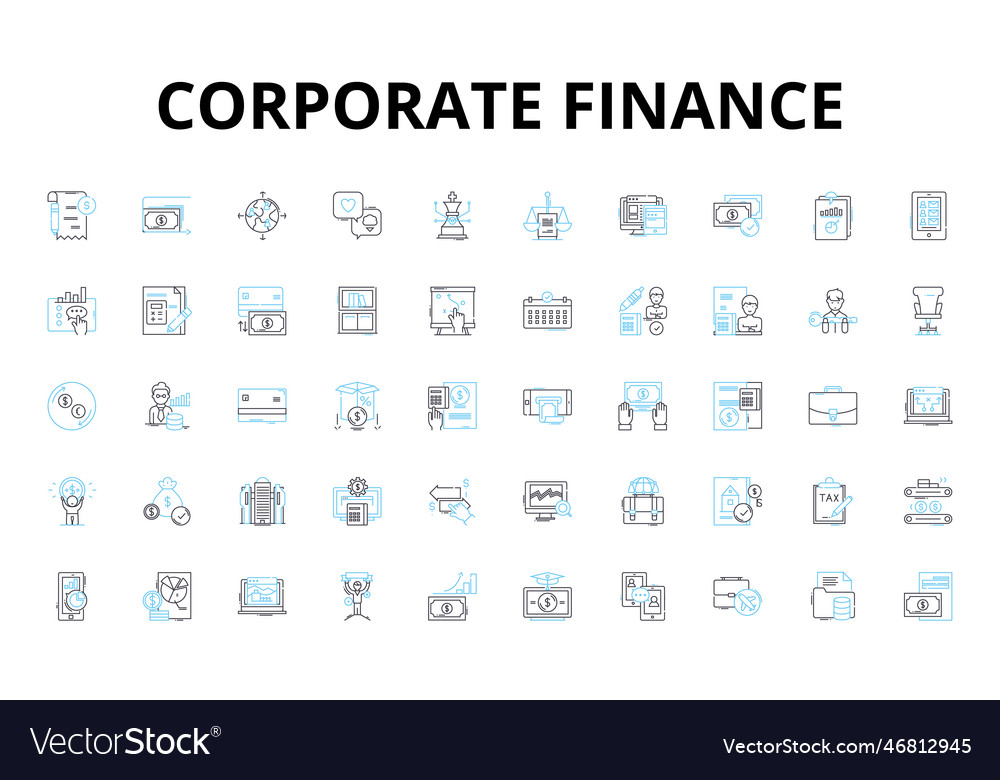 Corporate finance linear icons set liquidity Vector Image Corporate finance linear icons set liquidity Vector Image
