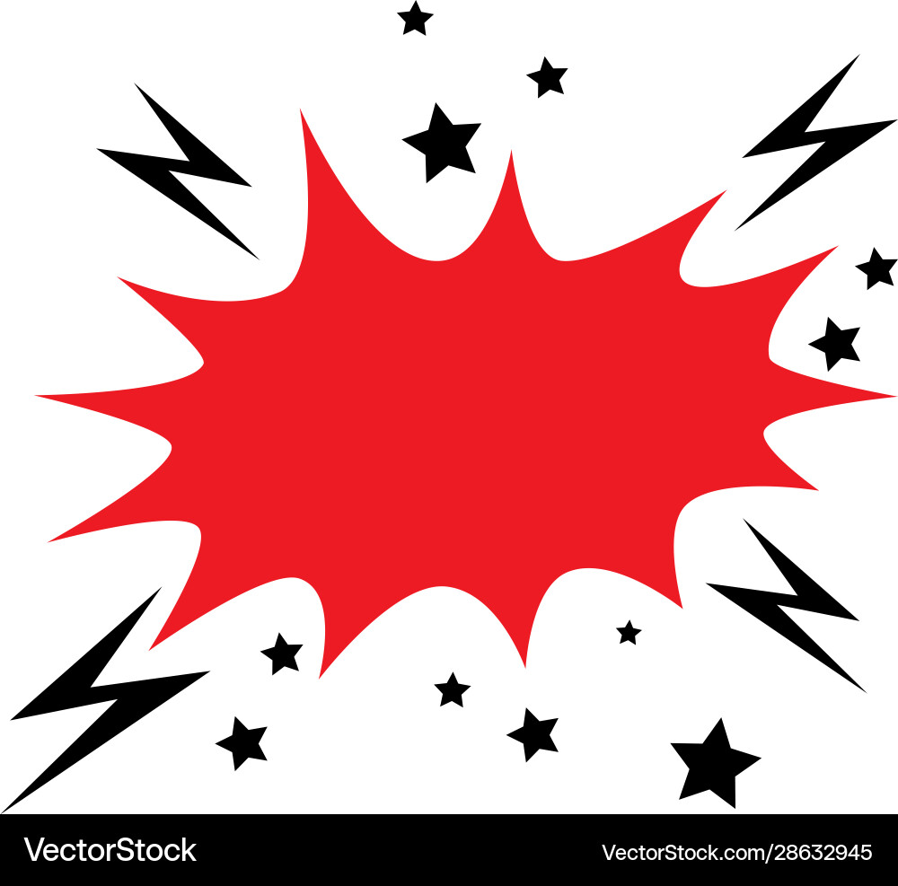 Explosion red color with thunderbolts pop art Vector Image