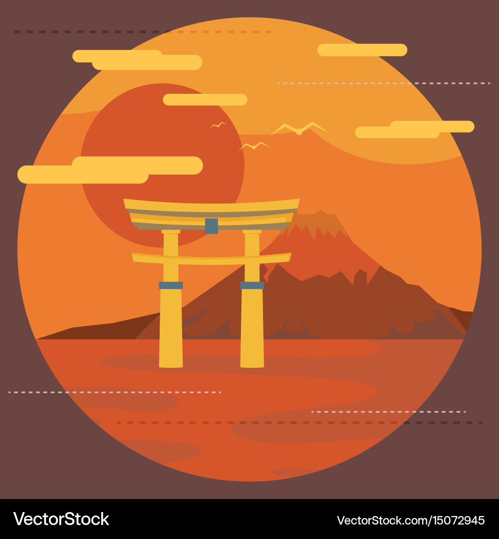 Flat design landscape of japan Royalty Free Vector Image