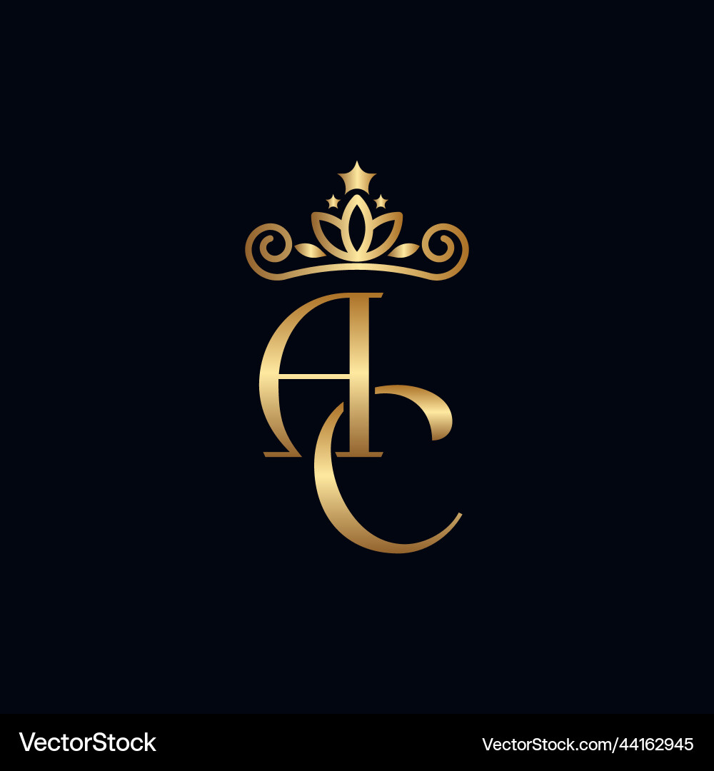 Gold ac logo crown beauty Royalty Free Vector Image