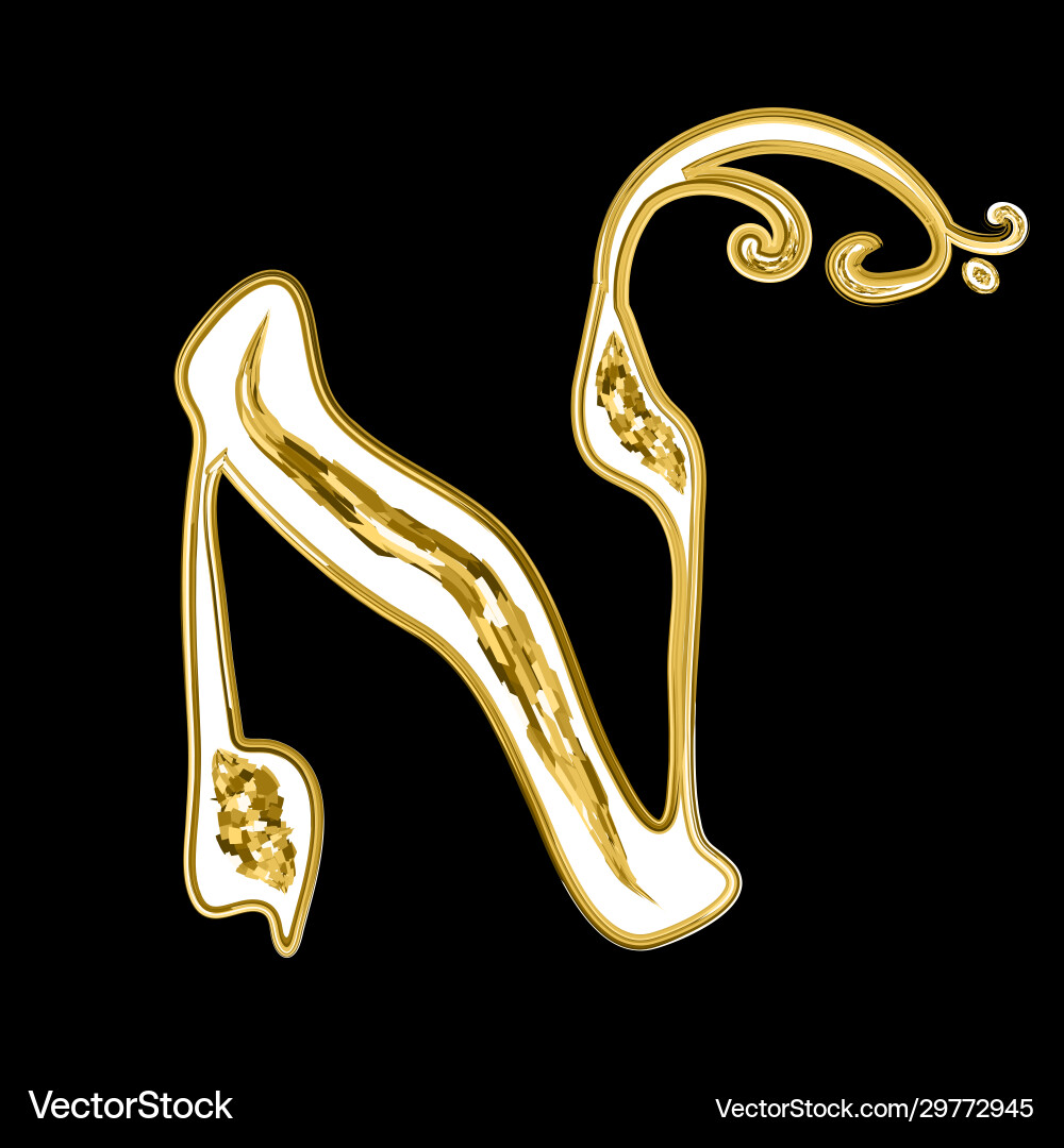 Hebrew golden calligraphic alphabet font Vector Image