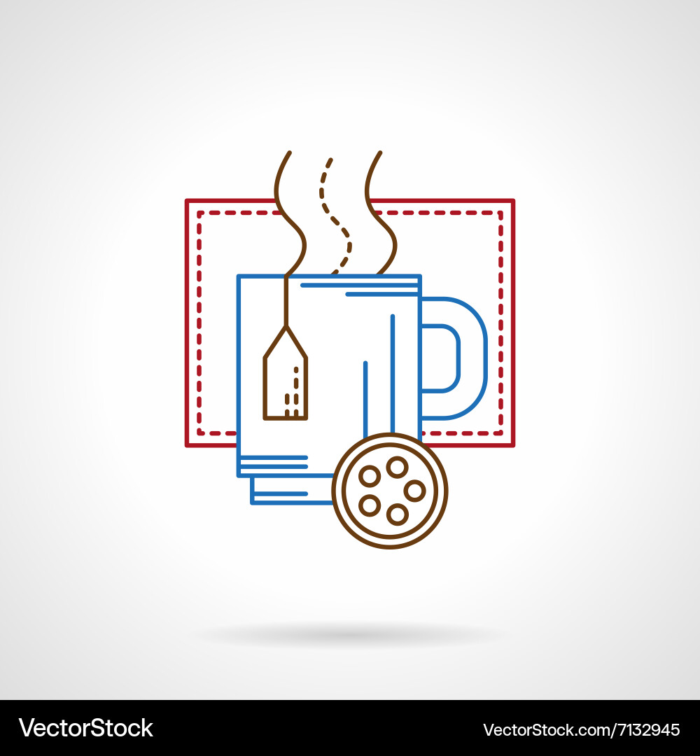 Hot tea mug thin color line icon Royalty Free Vector Image