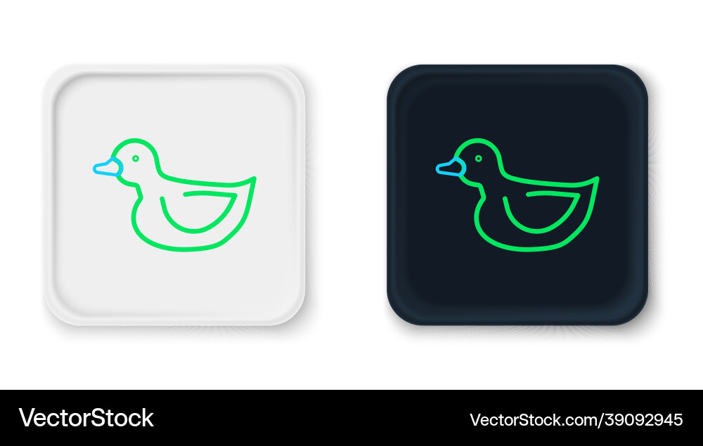 Line rubber duck icon isolated on white background